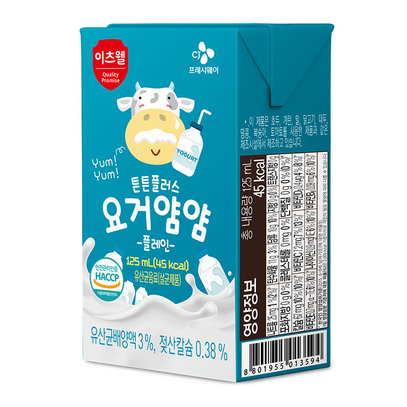 이츠웰아이누리 요구르트(튼튼플러스_요거얌얌_플레인 125g*24EA/BOX) [원산지: 상세설명참조] | 식봄