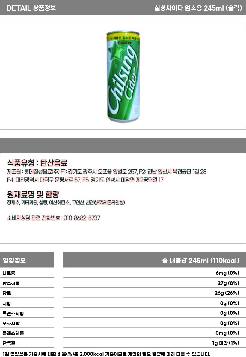 F칠성사이다 업소용 245ml 30개 + 펩시콜라 업소용 245ml 30개 | 식봄